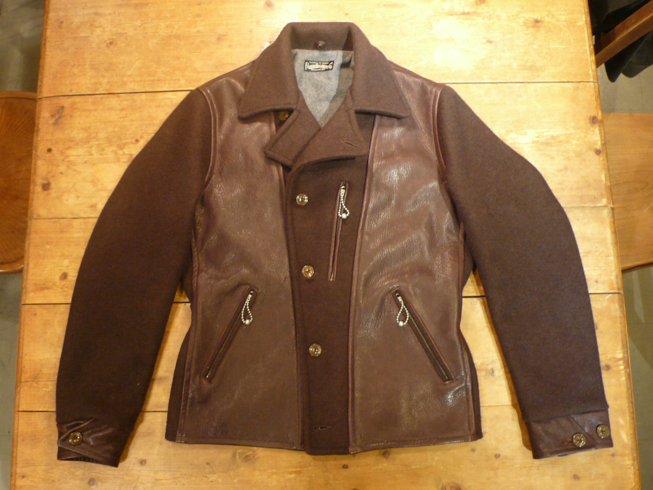 1930's Style Leather Trimmed Jacket by Warp & Woof ~ Rivet Head
