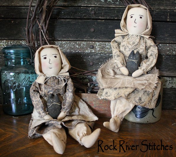Rock River Stitches: Primitive Spring Folk Art Pioneer Prairie Dolls