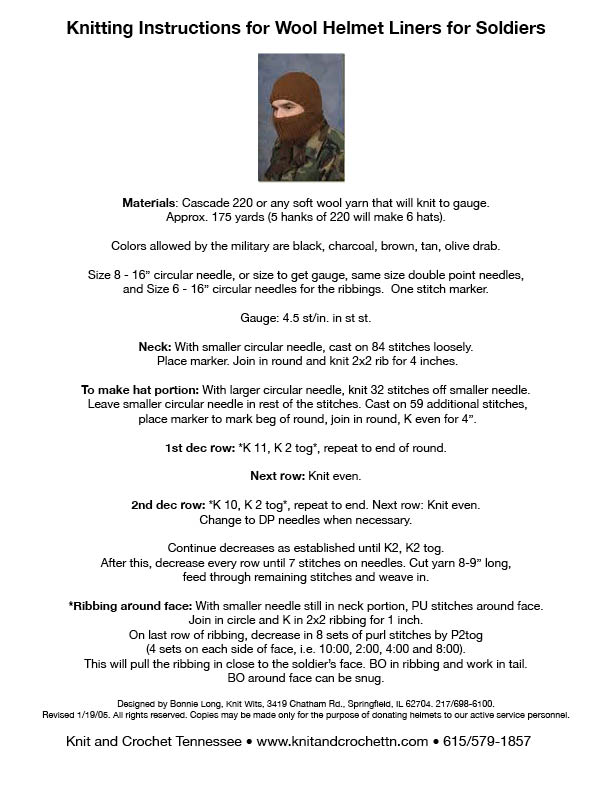 Knit and Crochet Tennessee: Helmet Liner Patterns