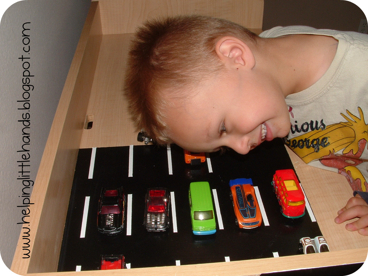 Kids Changing Table Repurposed: Playing Cars | Remodelaholic
