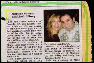 my pointless: wedding announcements: unfortunate name combinations