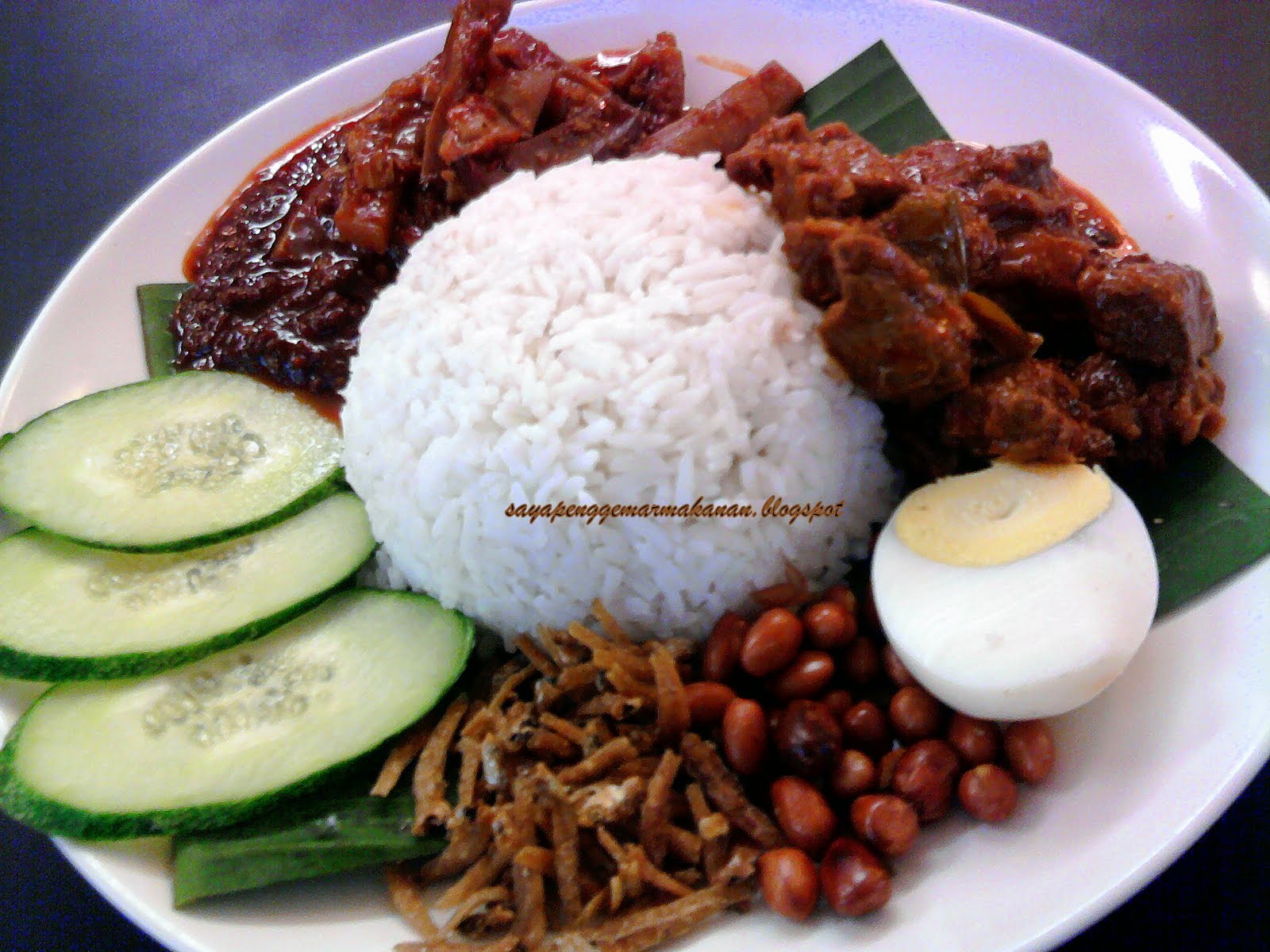 Nasi Lemak sambal sotong + Rendang daging