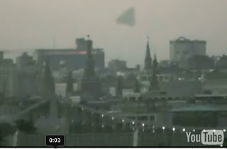 Pyramid shaped UFO hovers over Moscow