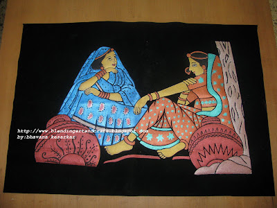 Emboss painting on velvet cloth