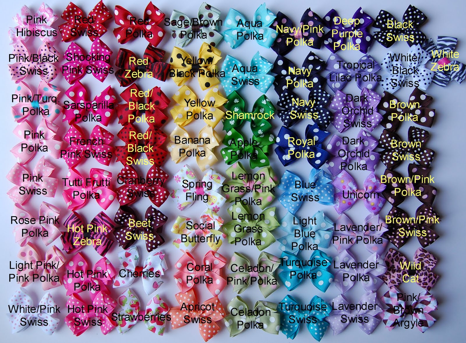 Marie D's Bows: Color Charts