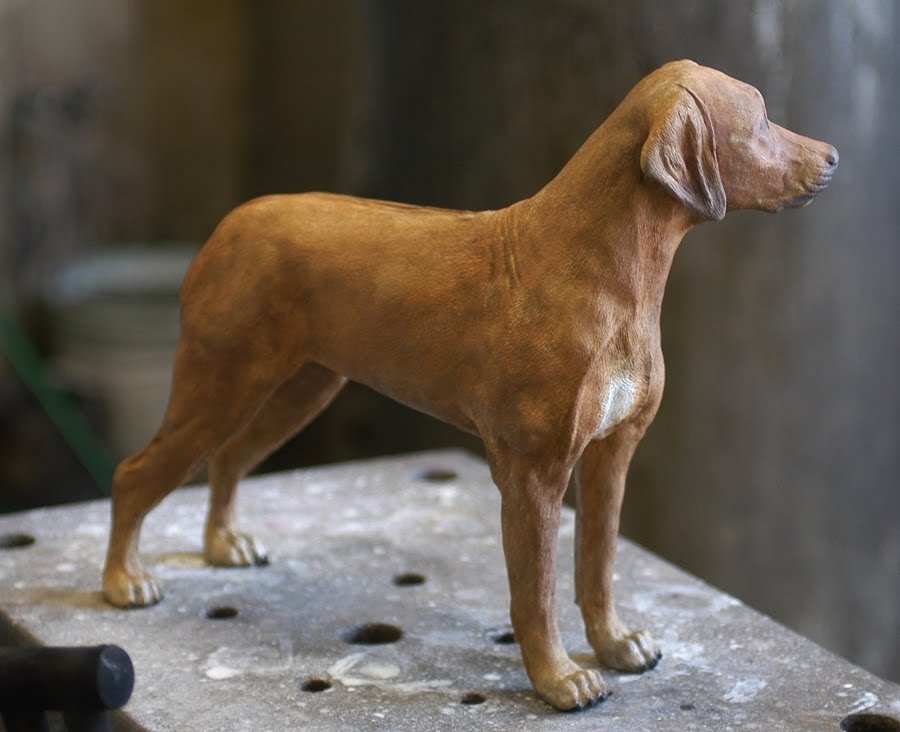 Rhodesian Ridgebacks & Lion - clay to bronze sculpture by dog artist ...