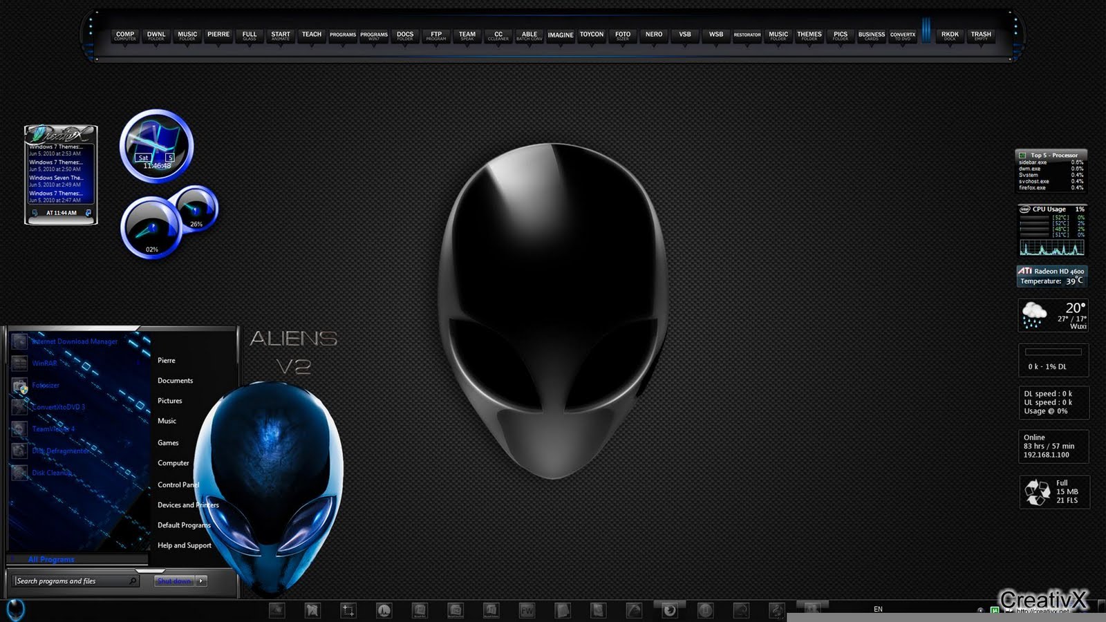 All themes for windows 7: Aliens V2 - theme for windows 7