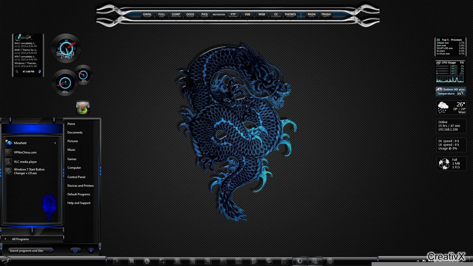 All themes for windows 7: Blue Dragon- theme for windows 7
