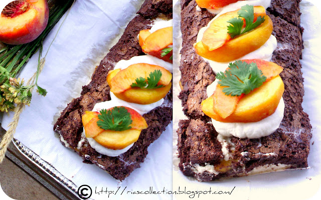Ria's Collection: CHOCOLATE ROULADE with PEACHES & CREAM