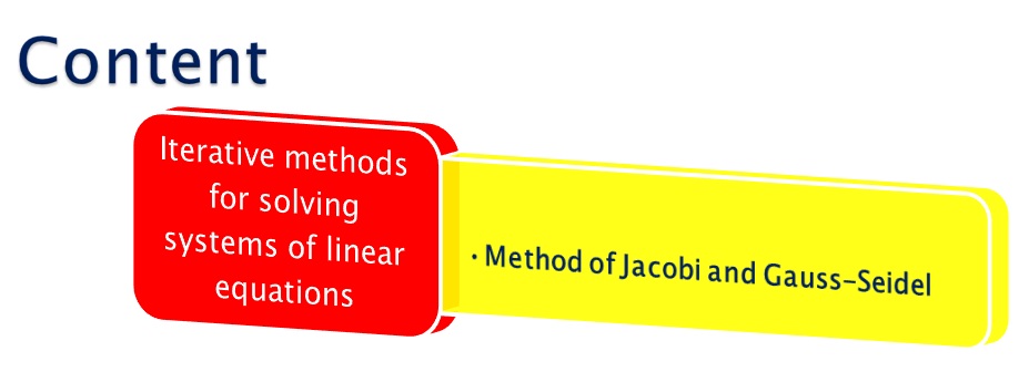 NUMERICAL METHODS: ITERATIVE METHODS FOR SOLVING SYSTEMS OF LINEAR ...