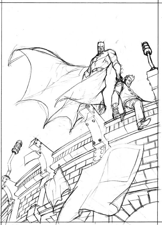 Kevin Nowlan: Batman and the Joker, inks over Dave Johnson