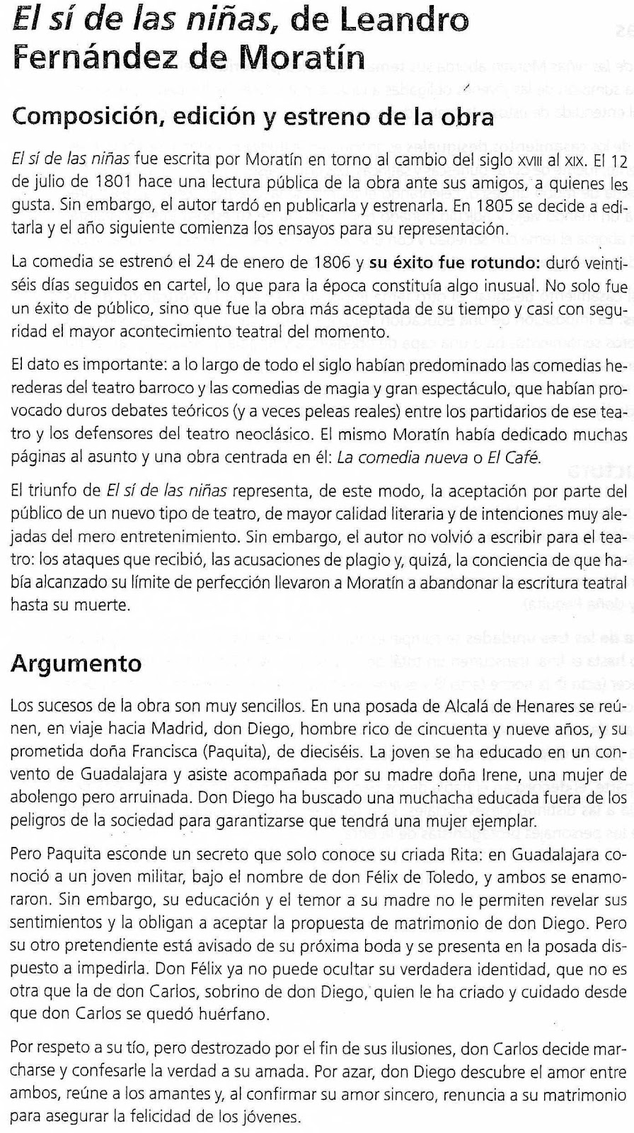 lenliblog: ESTUDIO DE "EL SÍ DE LAS NIÑAS" I