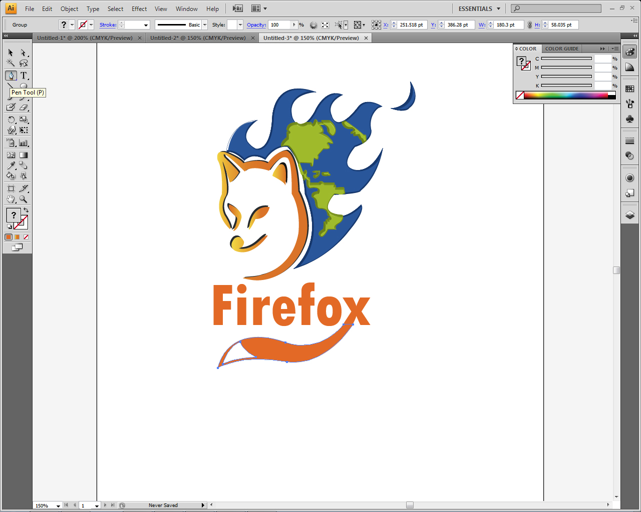 Computer Graphic 1: The Step How I Redesign Mozilla Firefox Logo