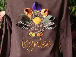 Sew Cute Creations: Personalized Ribbon Turkey designs