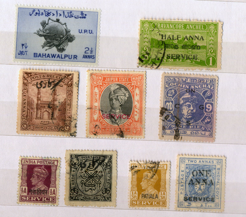 OLD POSTAL STAMP ALBUM: INDIAN STAMPS BEFORE INDEPENDENCE 1947-STATES ...