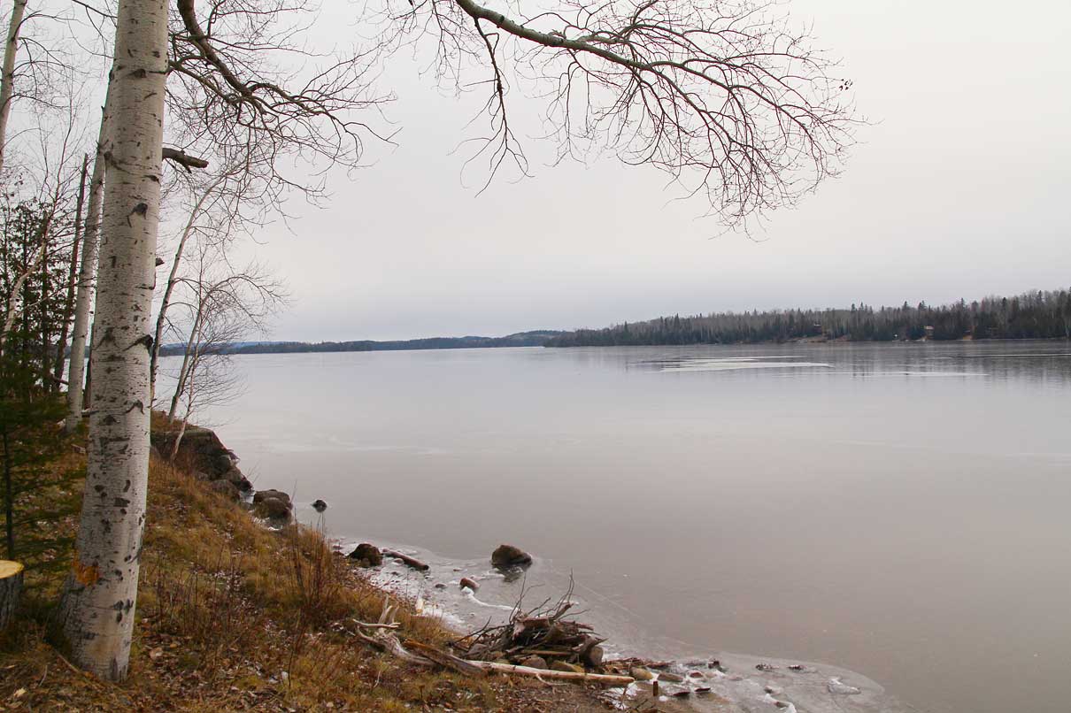 Gowganda Views: Skim of Ice over most of the lake