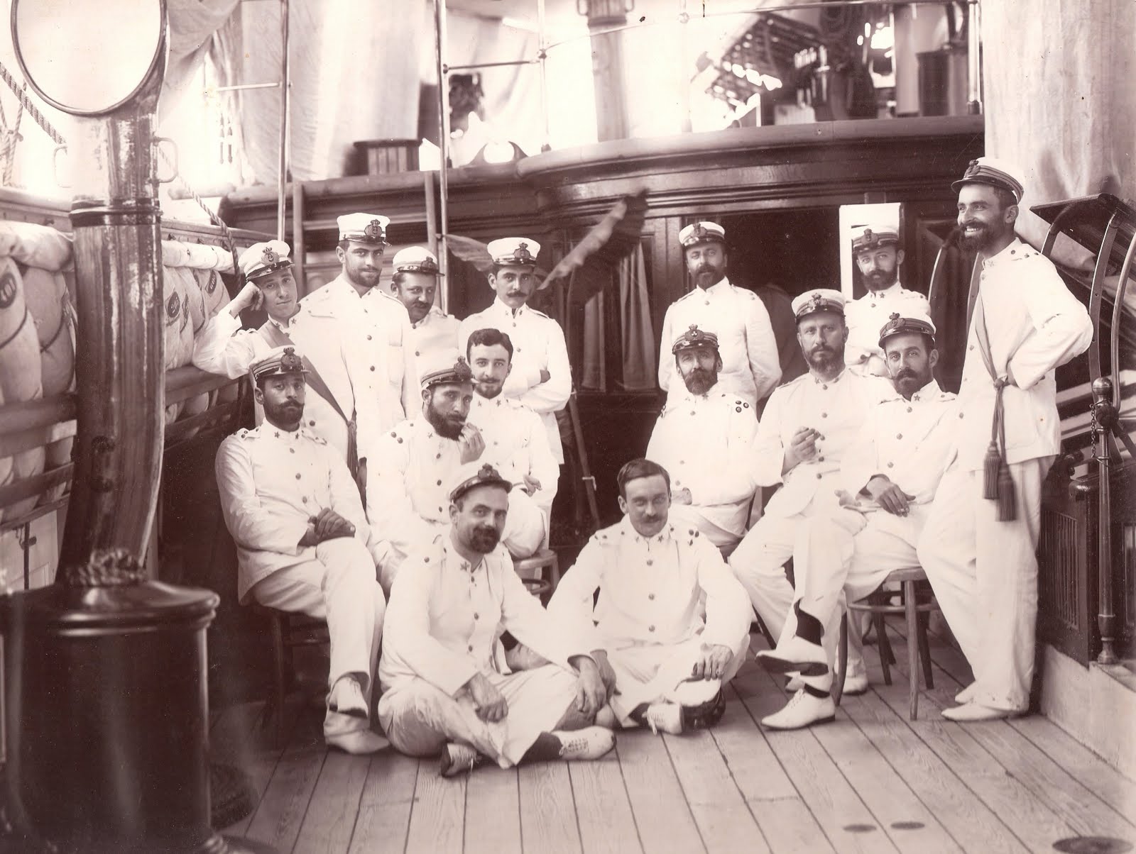 Vintage Ephemera: Photograph, group of officers aboard ship - 1900
