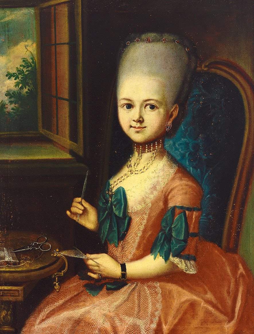Vintage Ephemera: Portrait painting of French girl, 1776