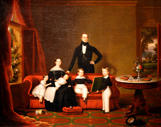 Vintage Ephemera: Family portrait painting, Early