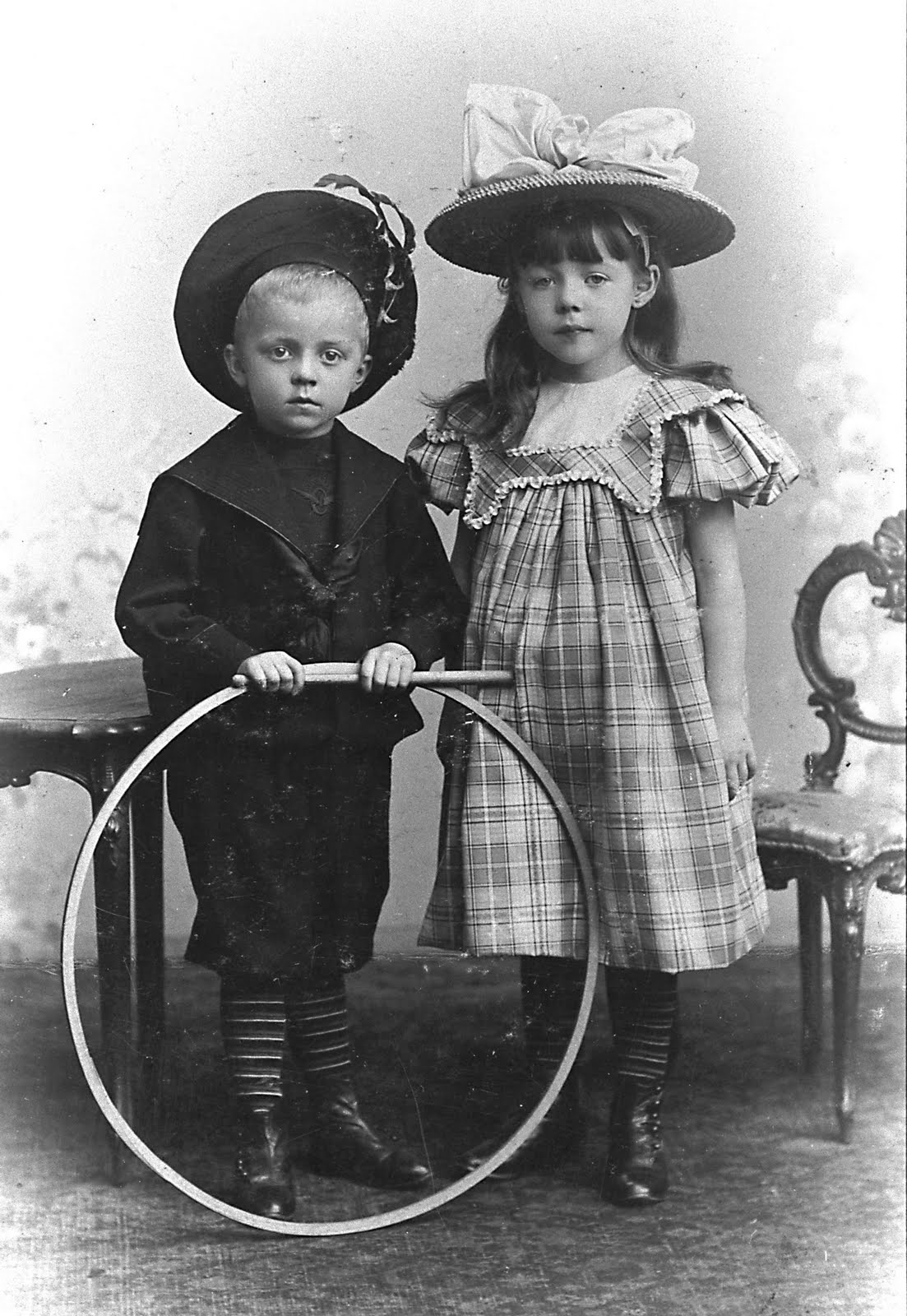 Vintage Ephemera: Photograph, young brother and sister, 1900
