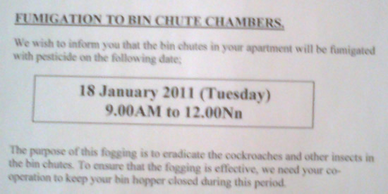 Blogging for Myself: Fumigation of bin chutes