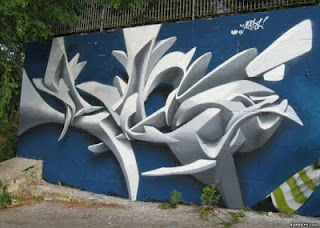 GRAFITY: 3d white blue graffiti alphabet letters buble fonts