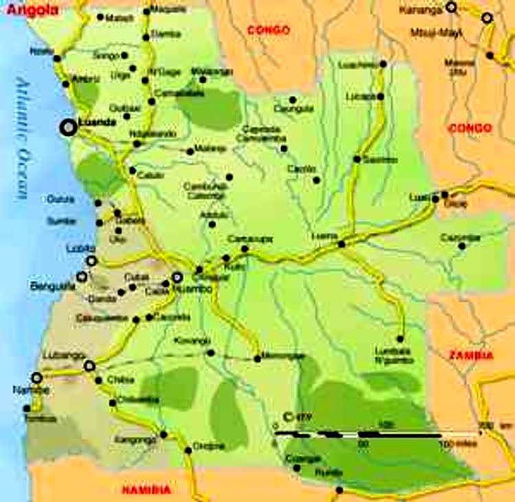Mapa Angola Tempo Colonial