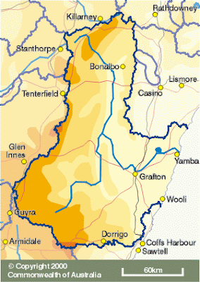 New England's History: New England Australia - Clarence River catchment map