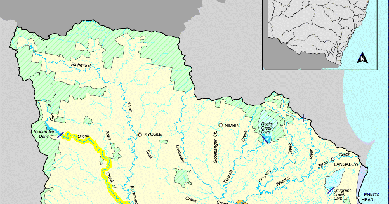 New England's History: New England Australia - Richmond River catchment map