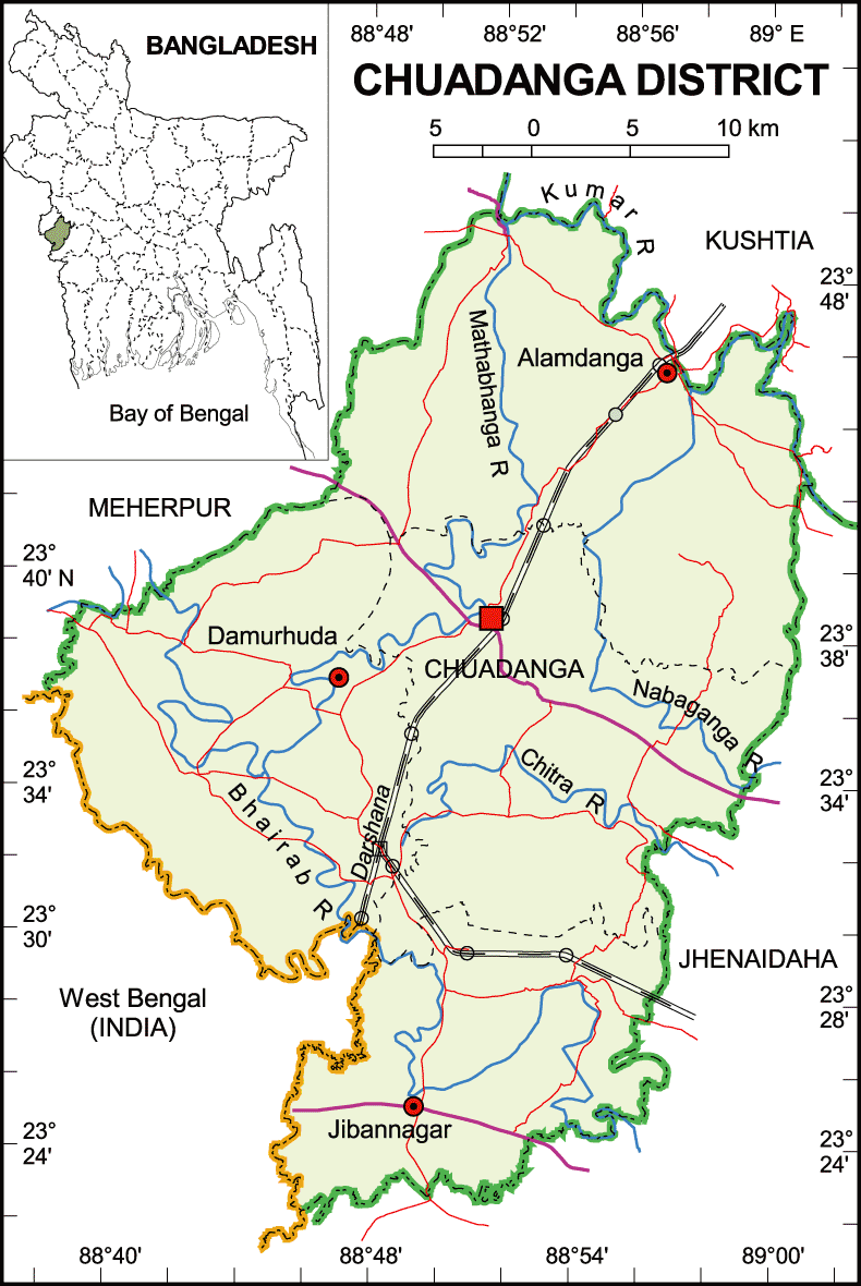 Maps of Bangladesh: Political Map of Chuadanga District