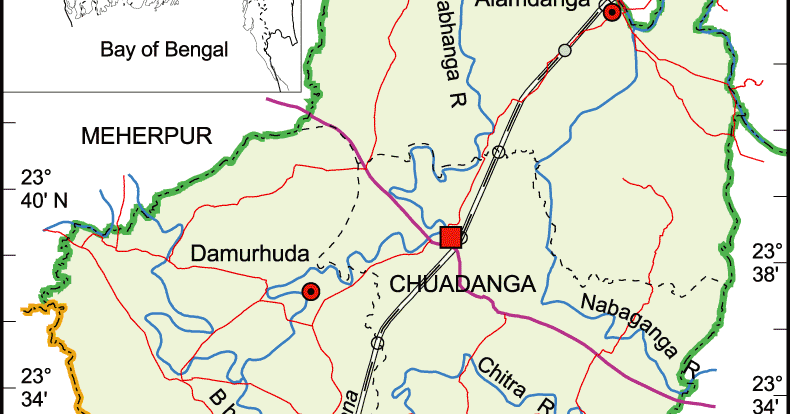 Maps of Bangladesh: Political Map of Chuadanga District