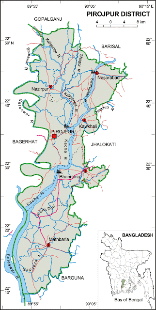Maps of Bangladesh: Political Map of Pirojpur District