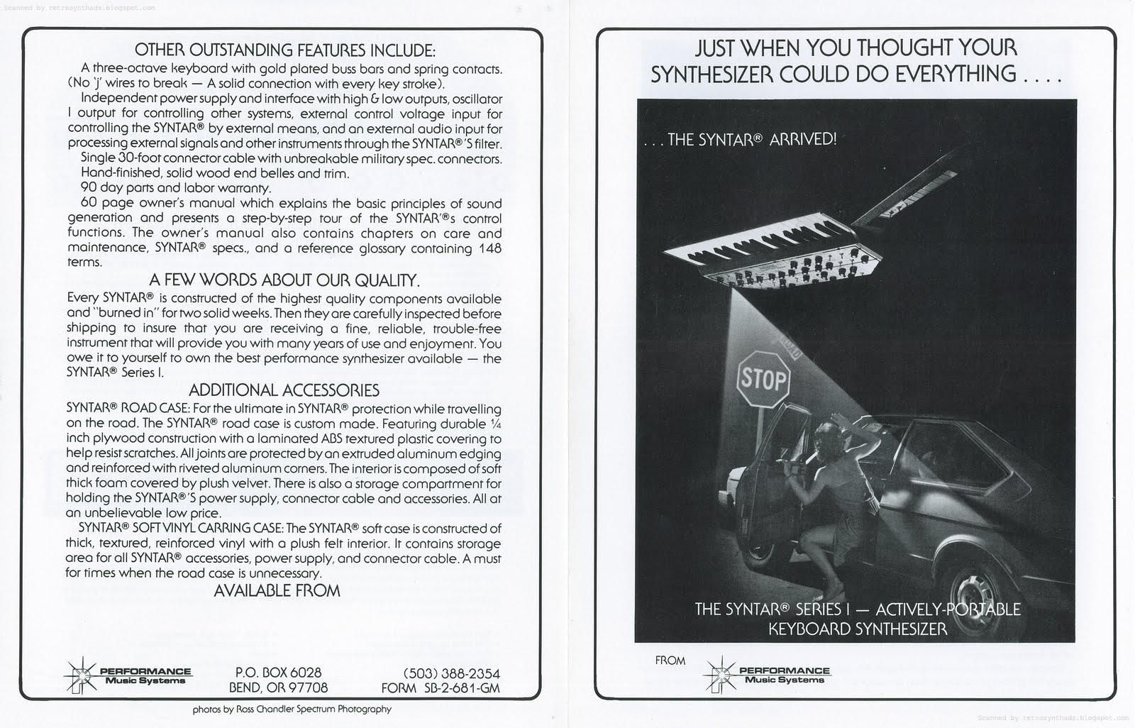 Retro Synth Ads: Performance Music Systems Syntar Series I brochure, 1980