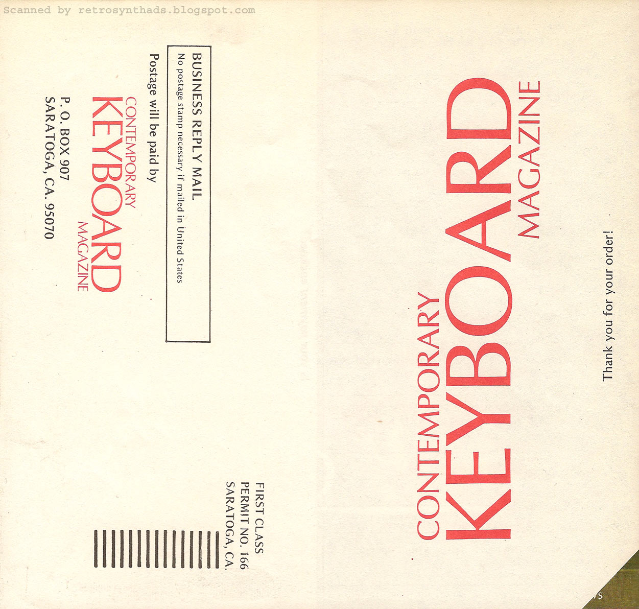 Retro Synth Ads: Subscription forms and associated material ...