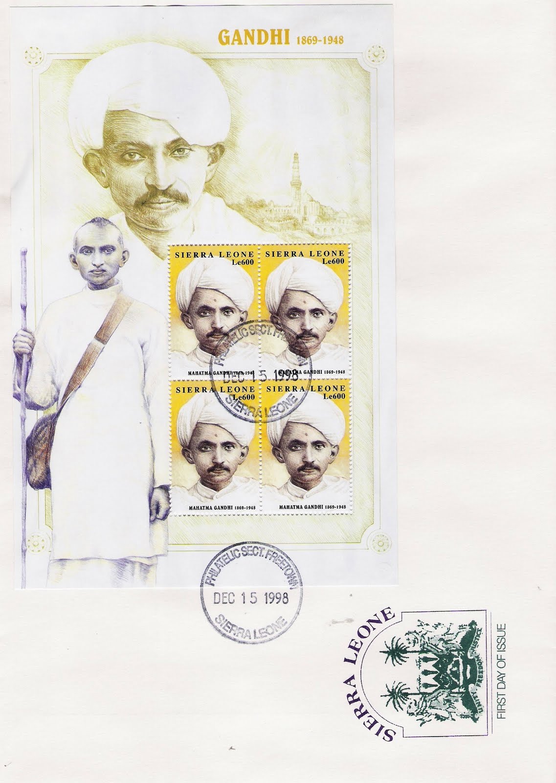 Se-tenant Stamps of India: Tribute to Mahatma Gandhi - FDC of Miniature ...