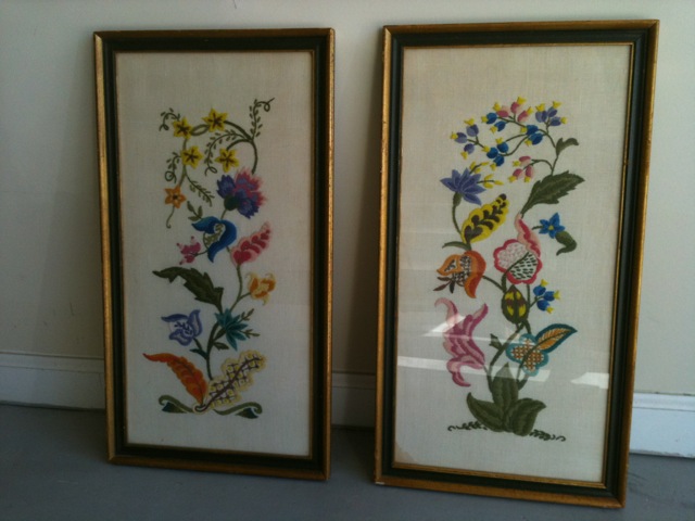 Milk and Honey Home Store: Antique Embroidery Art (Pair)