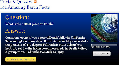Chuck's Fun Page 2: 101 Amazing Earth Facts - In Trivia Quiz Format