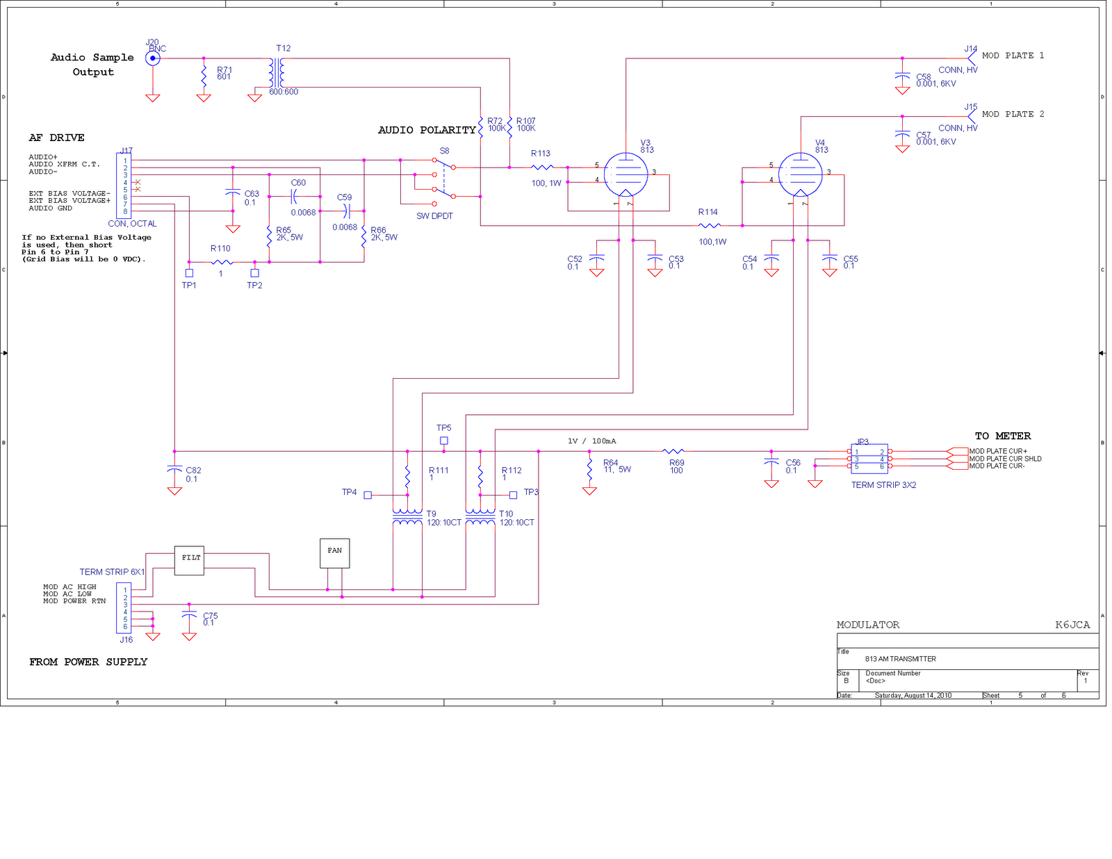 K6JCA: AM Transmitter, 813 Style, Part 2 (Modulator Deck)