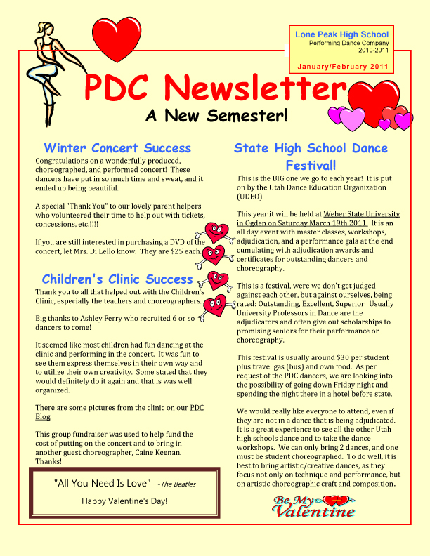 Sample Dance Newsletter
