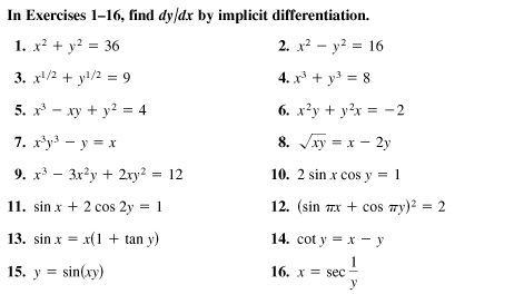 RHS AP Calc BC 2010-11: Implicit Differentiation