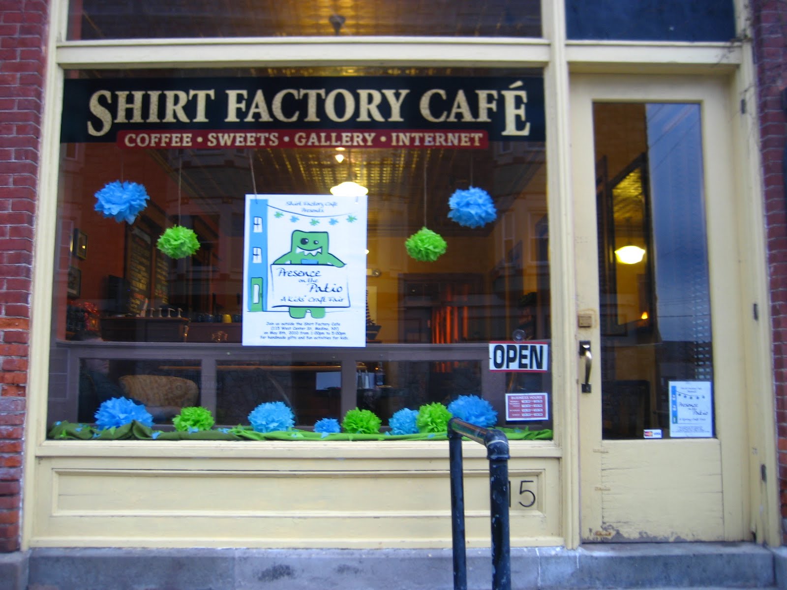 Kira's Crafty Life Blog: Window Display at Shirt Factory Cafe