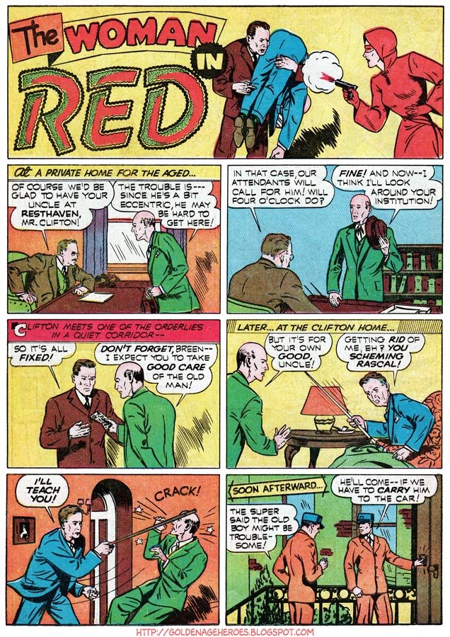 Golden Age Heroes: The WOMAN IN RED: Restless at Resthaven!