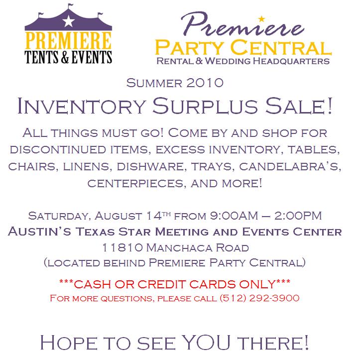 Premiere Party Central / Premiere Tents and Events: Inventory Surplus Sale!