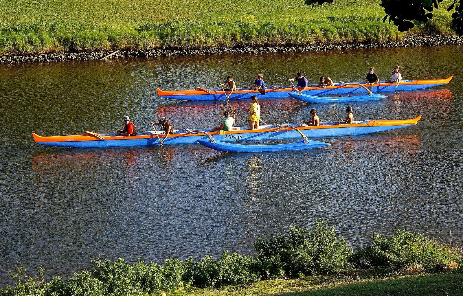 Kailua, Hawaii Daily Photo: Outrigger canoe paddlers on the canal ...