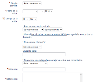 Sistemas de Información: Caso IHOP, datos del cliente.