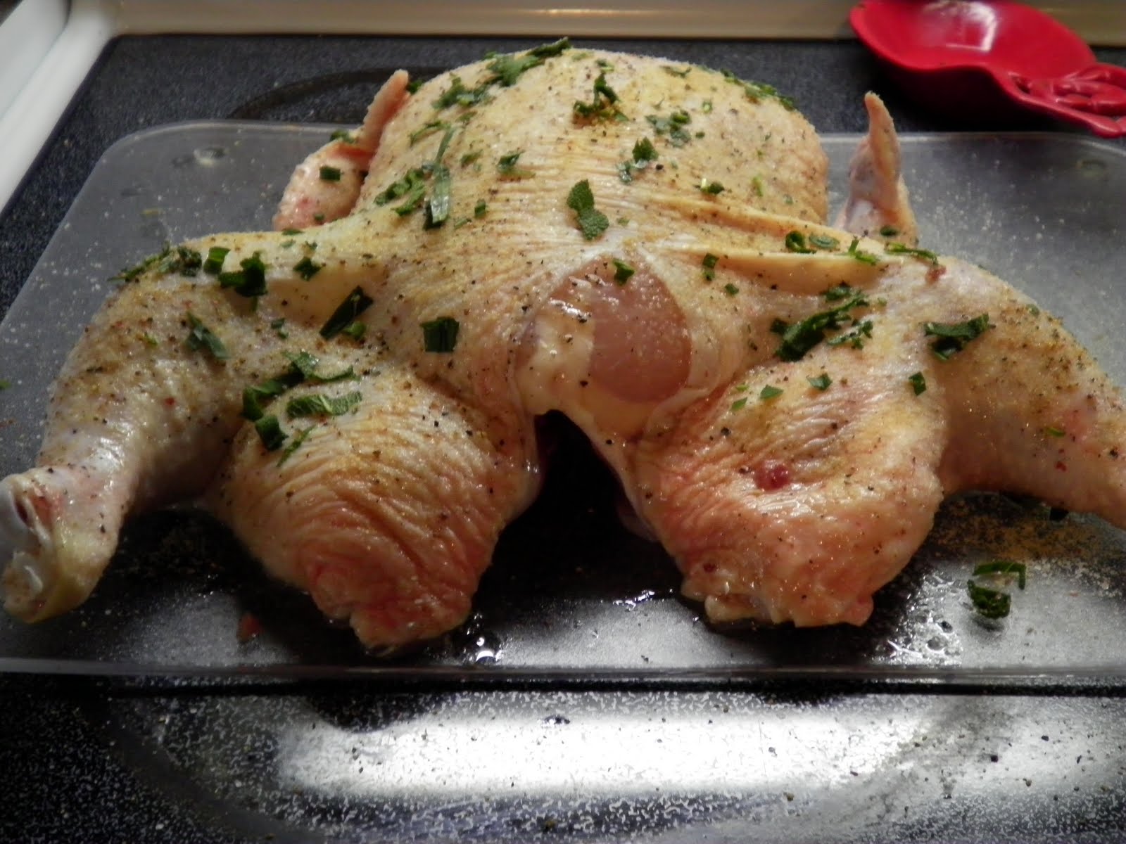 My Purple Kitchen: Butterflied, Roasted Chicken and Chicken Jus