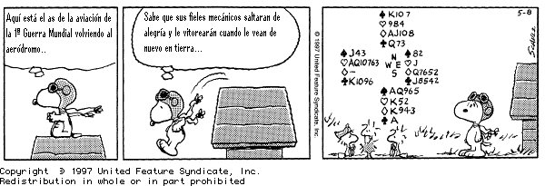 Me gusta jugar al bridge: Snoopy juega al bridge.