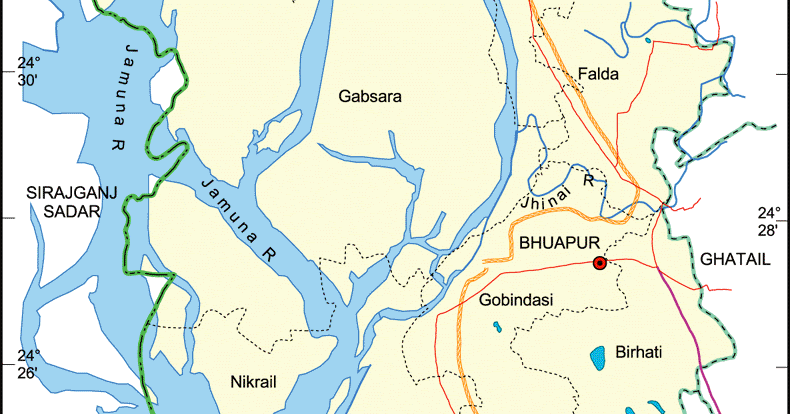 Maps of Bangladesh: Political Map of Bhuapur Upazila
