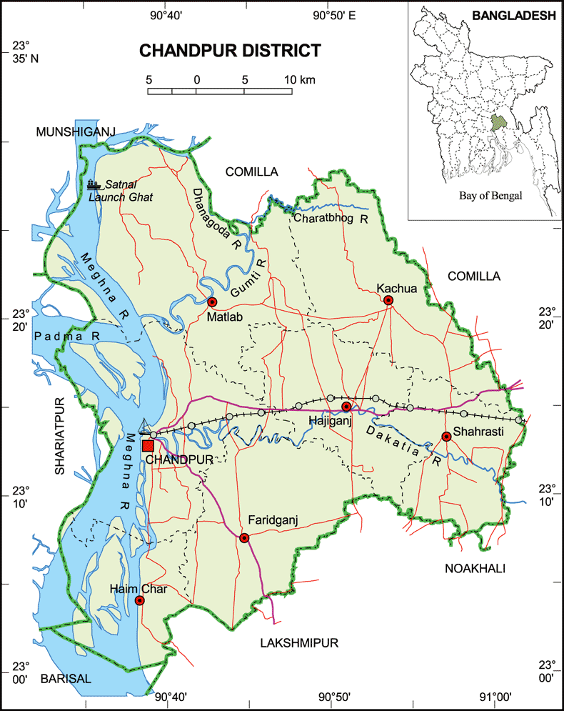 Maps of Bangladesh: Political Map of Chandpur District