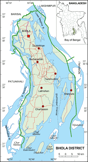 Maps of Bangladesh: Political Map of Bhola District